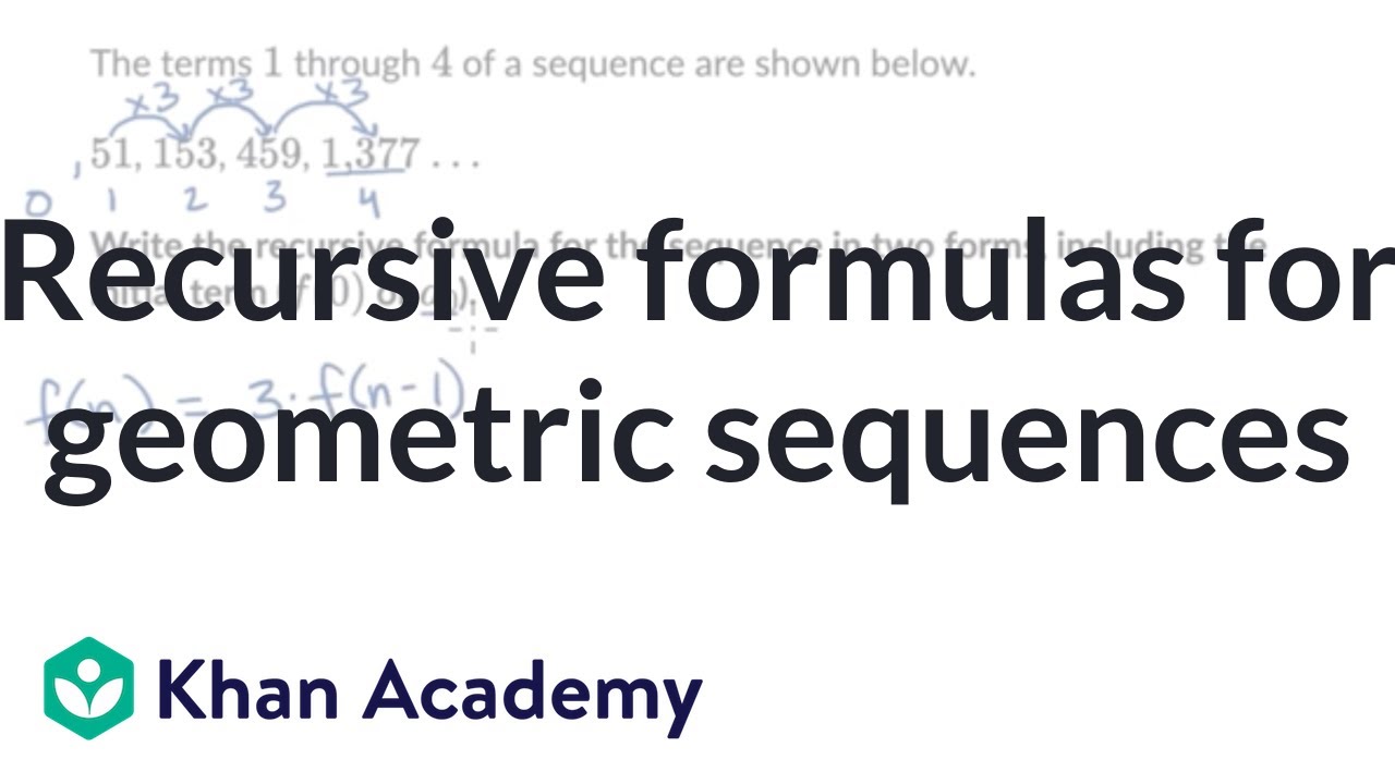 Recursive formula for geometric sequence | Precalculus | Khan Academy ...