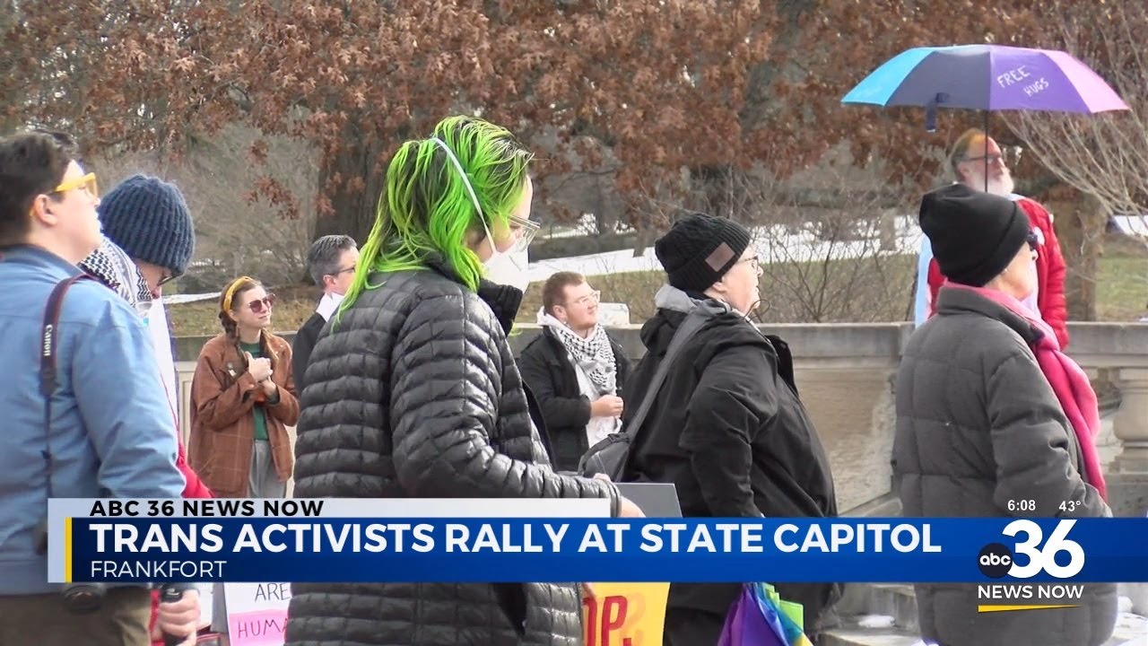 Trans activists rally at state capitol - YouTube