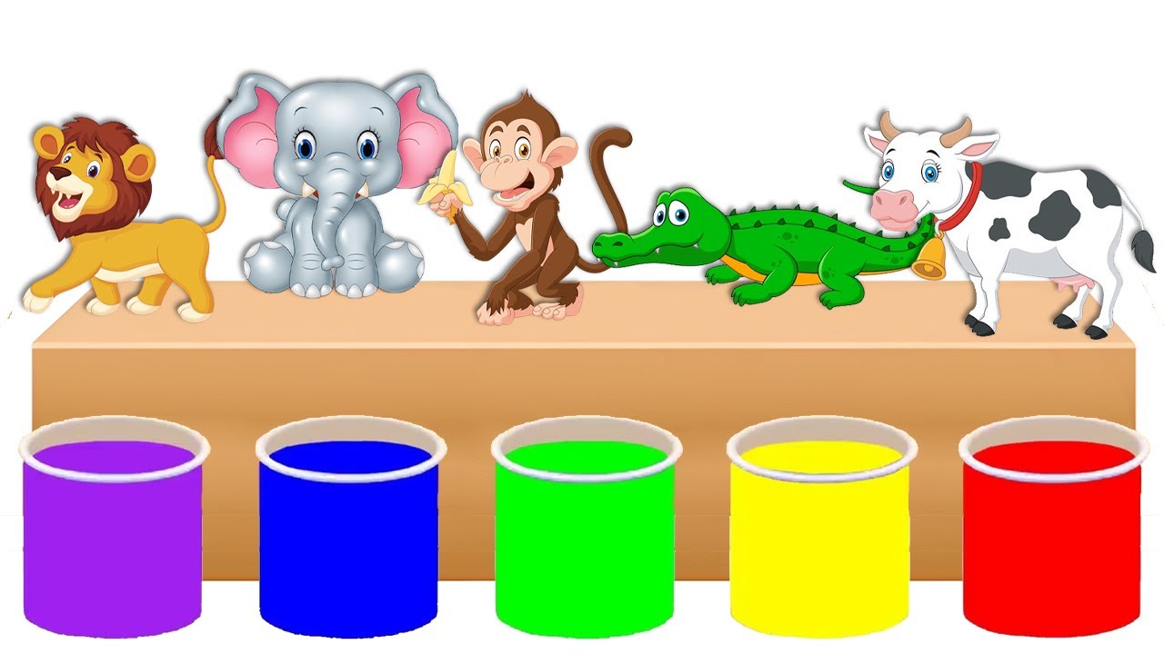Learn Colors with Animals Cartoon for Children | Learn Animal Name ...