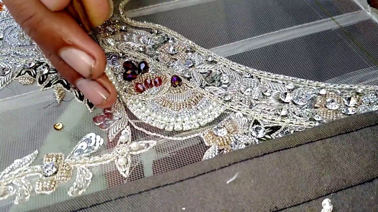 Beautiful design for mexi | Dress design ideas | Hand embroidery on net ...