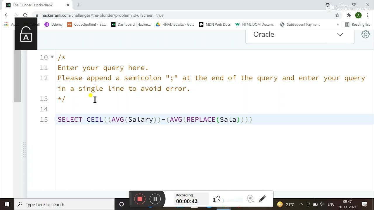 THE BLUNDER -HACKERRANK SOLUTION || SQL || IN ORACLE - YouTube
