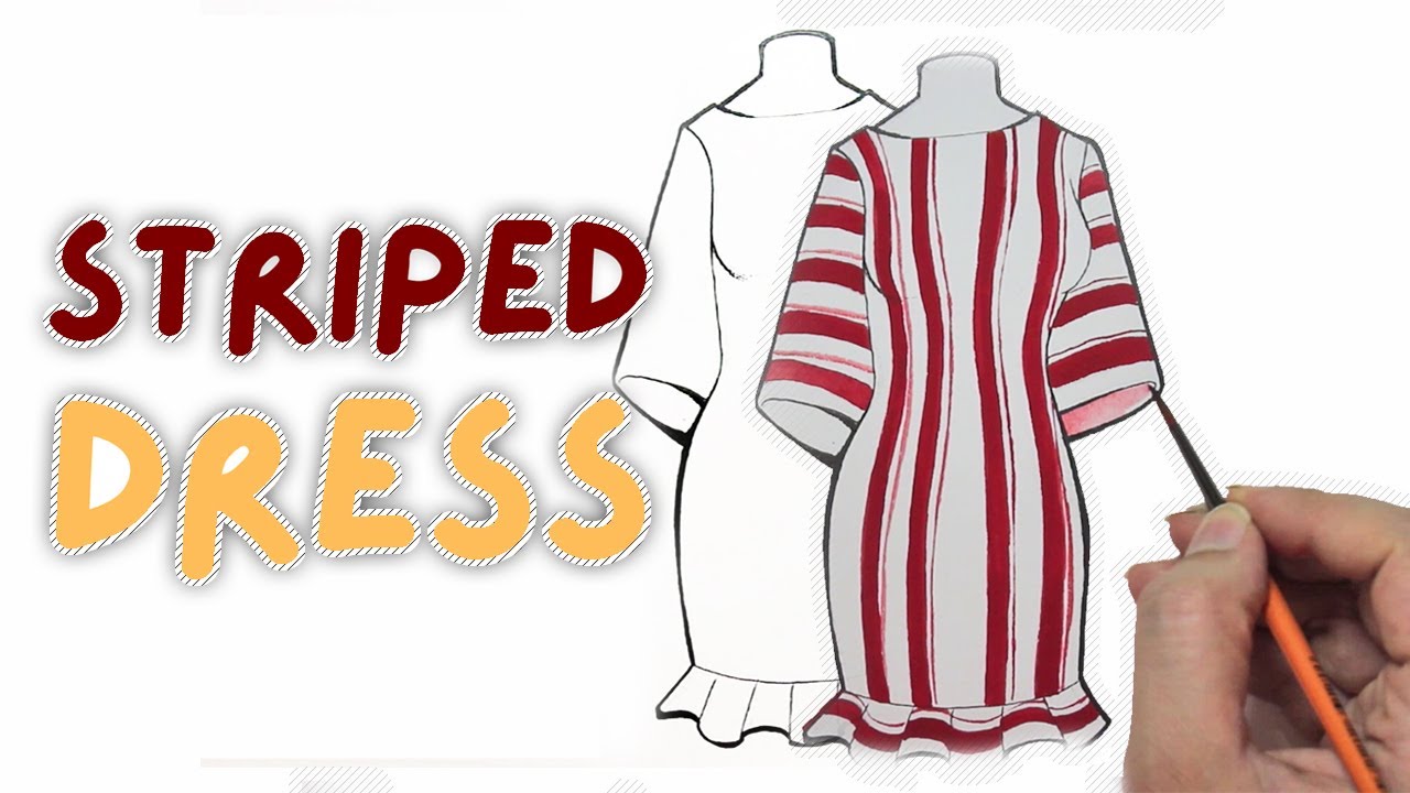 How to Draw a Striped Dress | Daily Art By Mary - YouTube