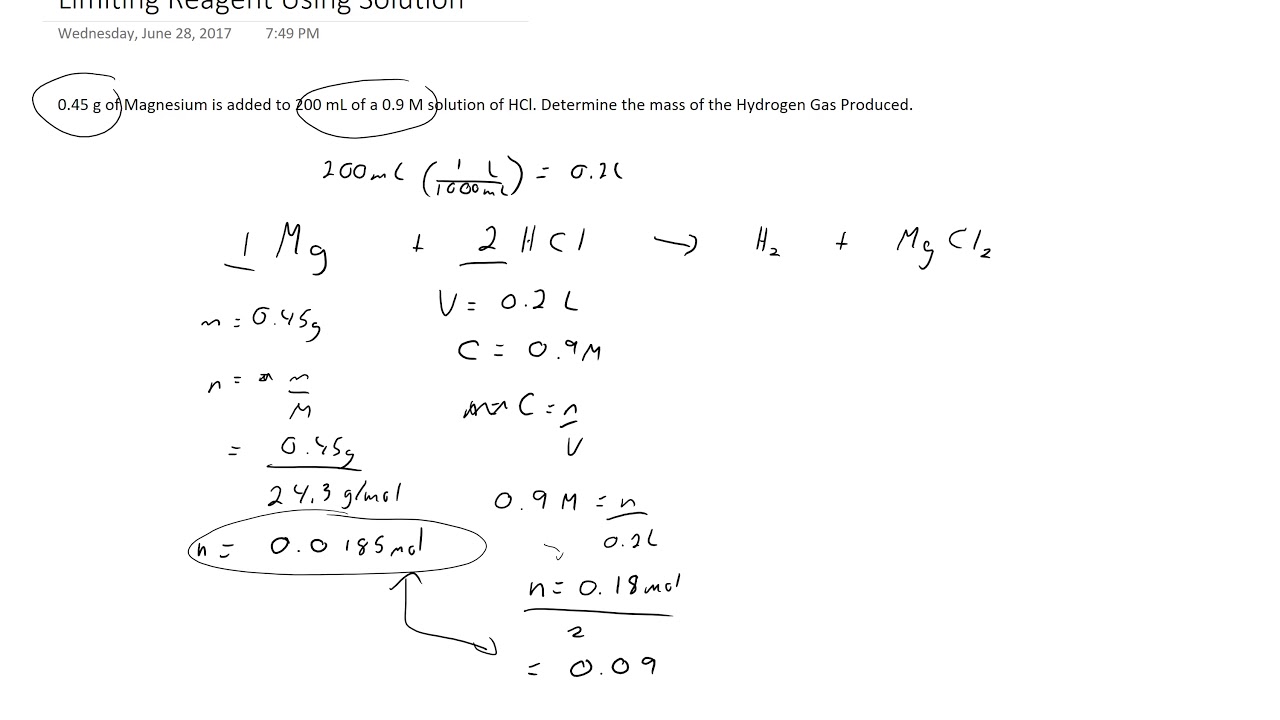 Limiting Reagent with Solution - YouTube