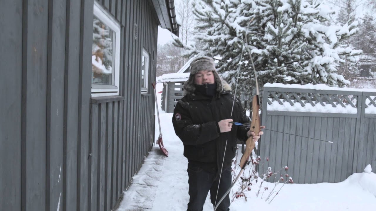 Archery in garden at Vinterbro in Norway (typical norwegian habit ...