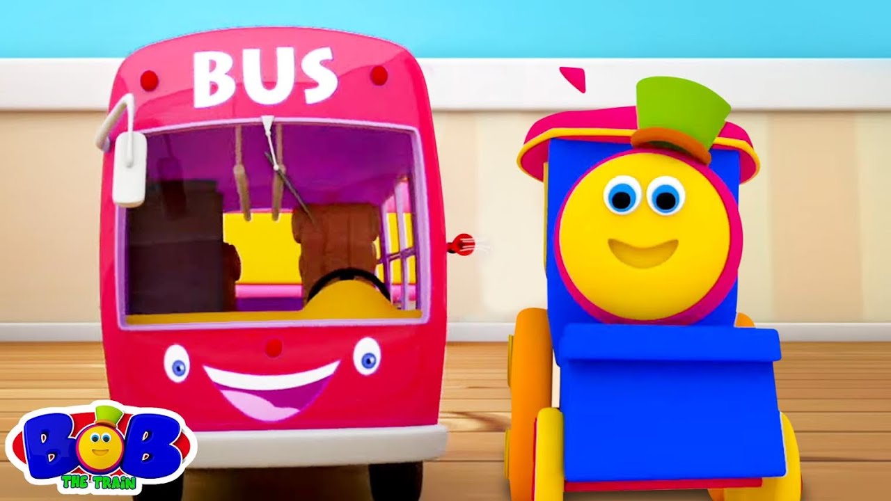 Wheels On The Bus - Red School Bus and Kids Rhymes by Bob The Train ...