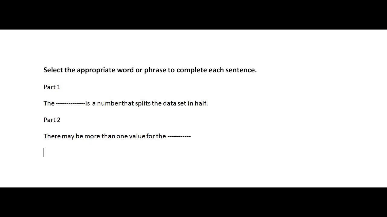 The median is a number that splits the data set in half. - YouTube