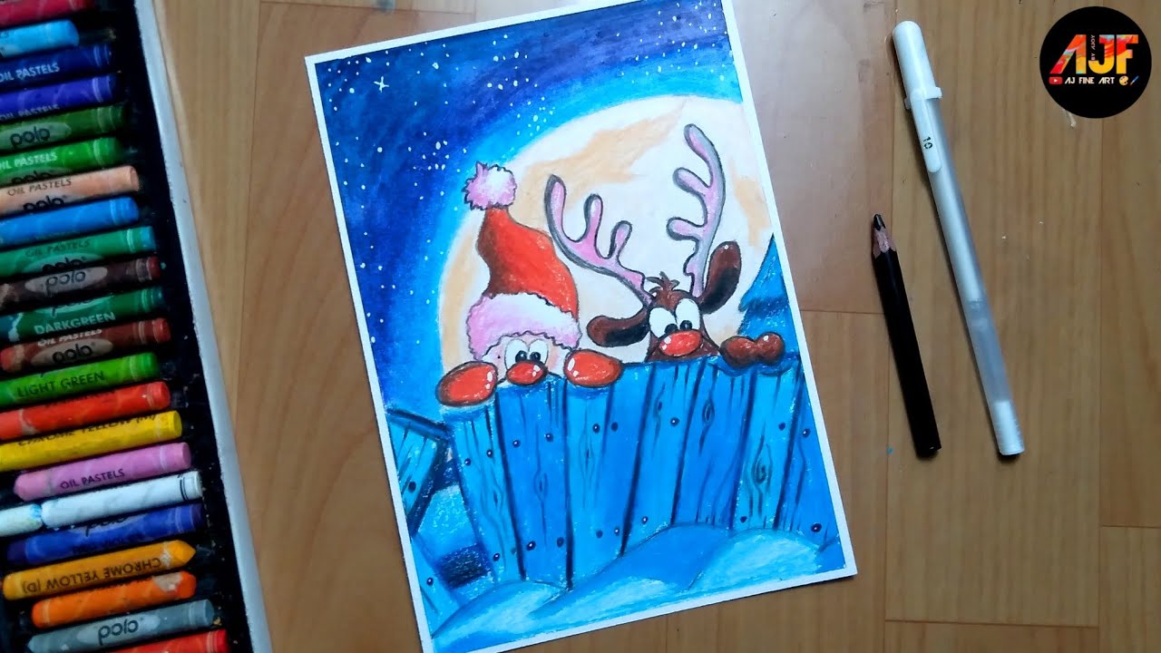 How to draw christmas scenery | how to draw santa claus | for beginners ...