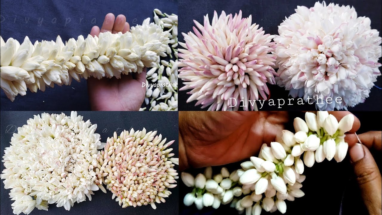 4 different methods of jasmine flower garlands/bridal gajra/jasmine ...