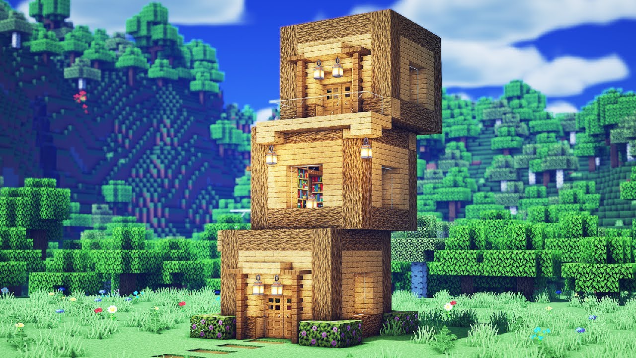 Minecraft: How To Build a Wooden Survival Triple Tower - YouTube