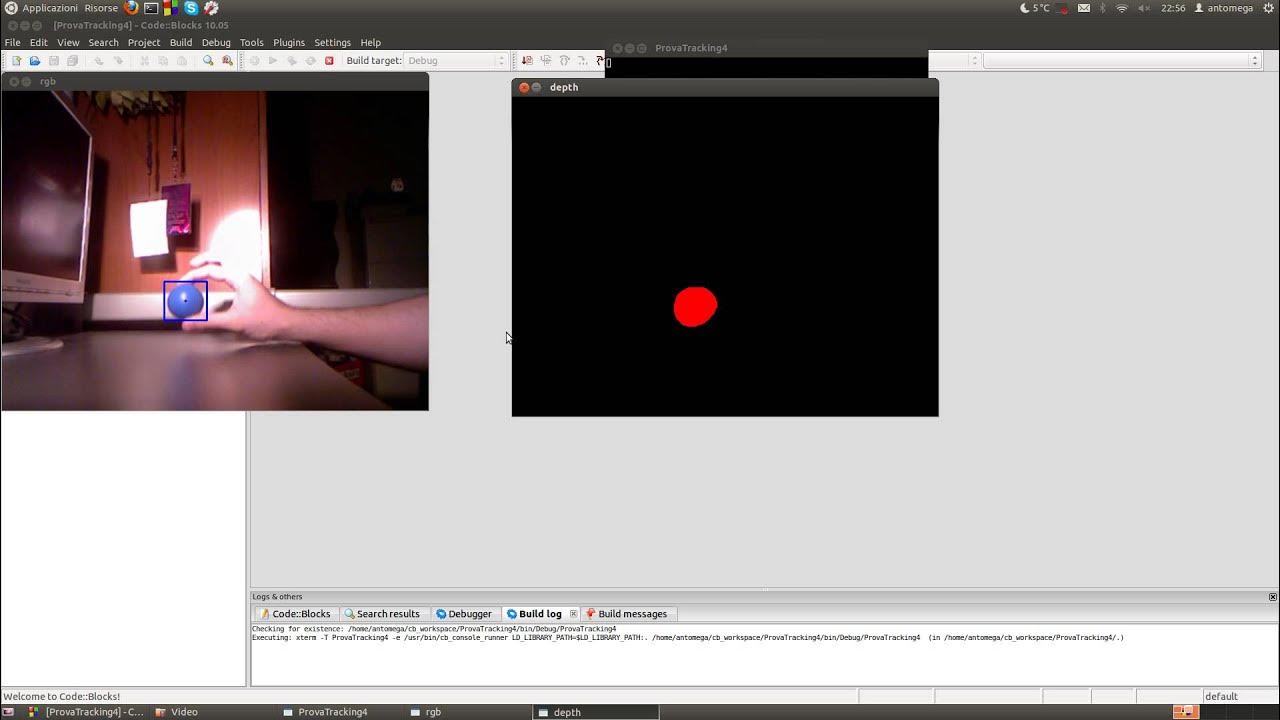 Fast object tracking using OpenCV/Freenect libraries and a Kinect camera - YouTube