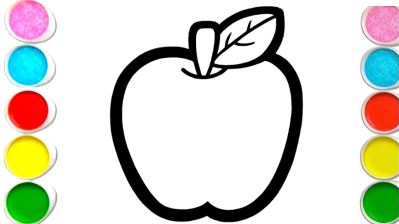 Apple Drawing, Painting and Coloring for Kids and Toddlers l Fruit ...