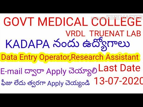 Kadapa Government Medical College VRDL,TRUENAT LAB Recruitment Data ...