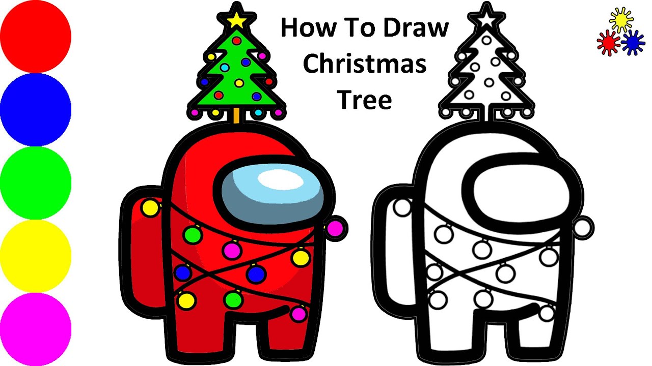 How to Draw Among Us Characters Imposter, Christmas Tree Drawing Easy ...