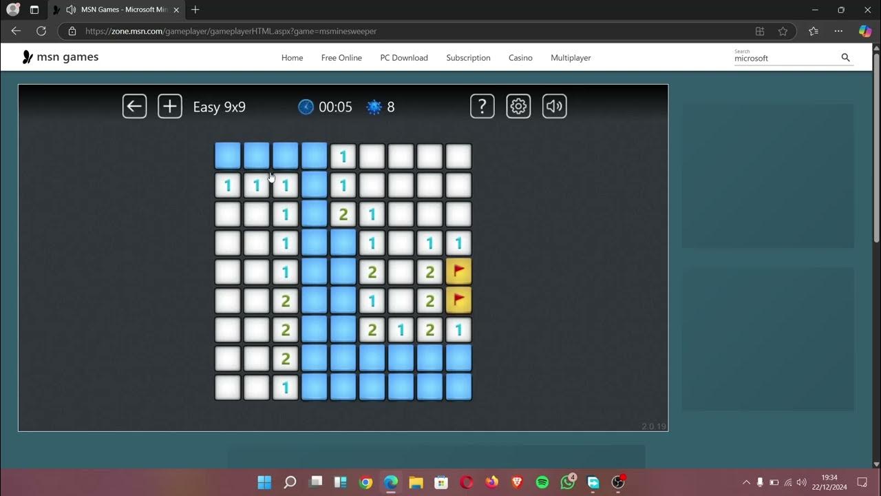 Minesweeper - Easy (Web version) - YouTube