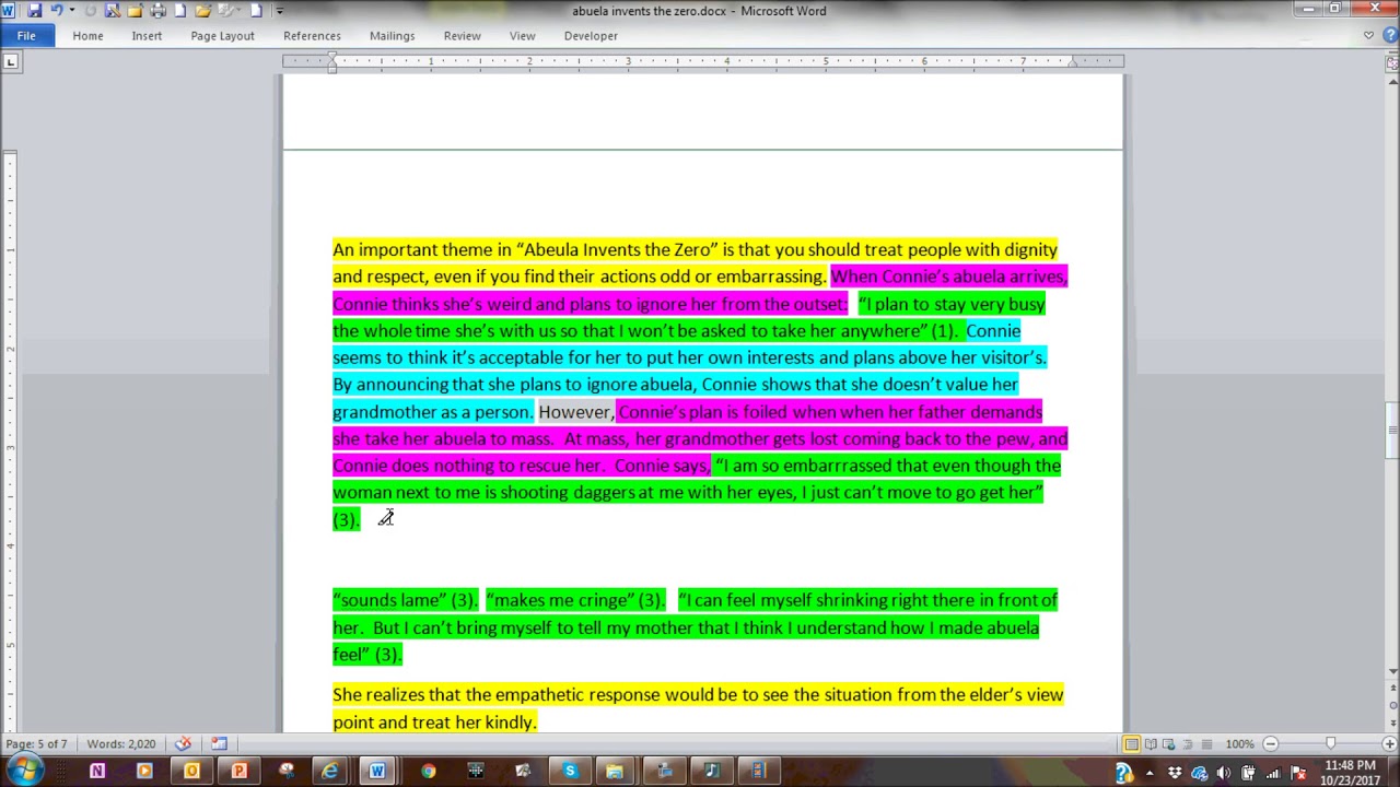 theme analysis paragraph demo - YouTube