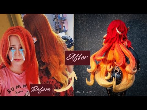 Wig Styling Tutorial - Helmet Wig + LEDs - Mavuika - YouTube