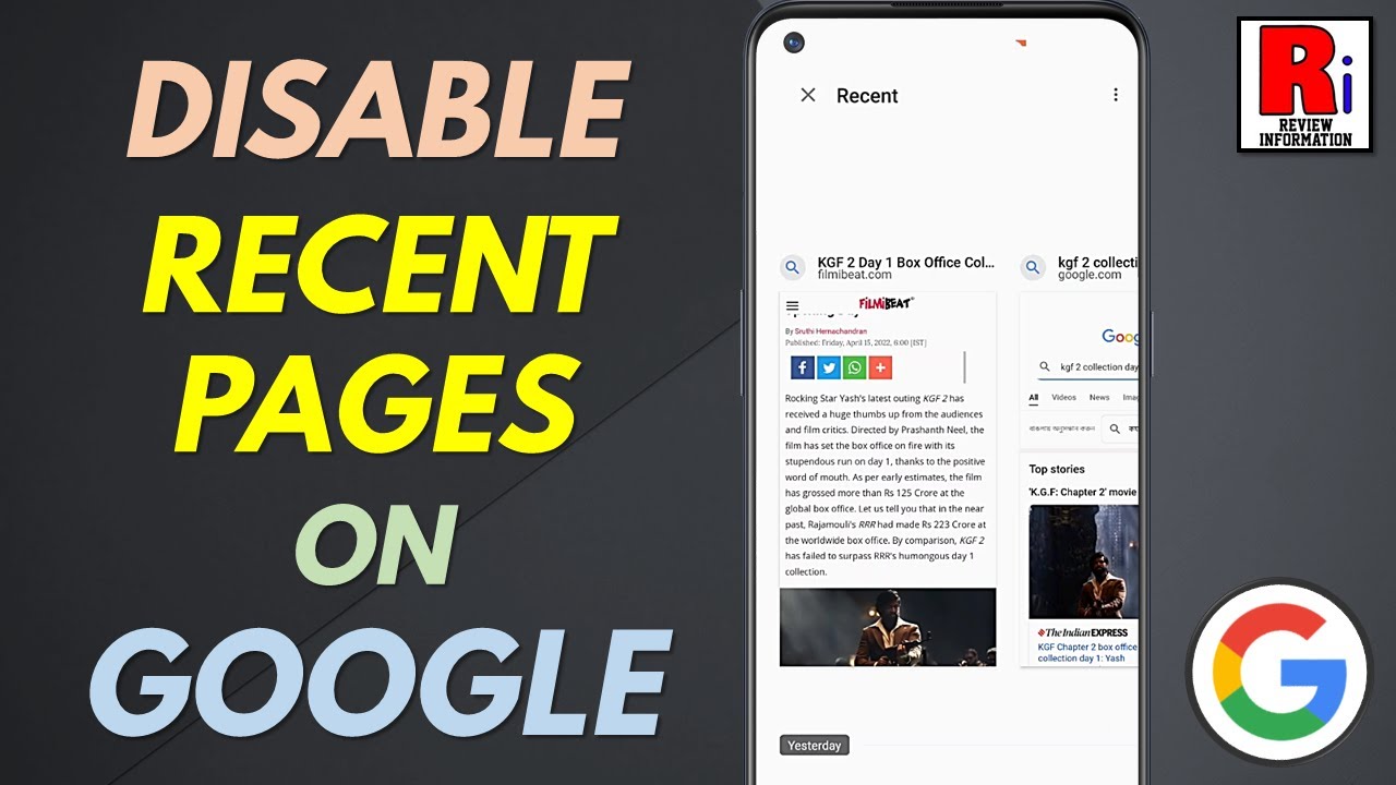 How to Disable Recent Pages on Google App - YouTube