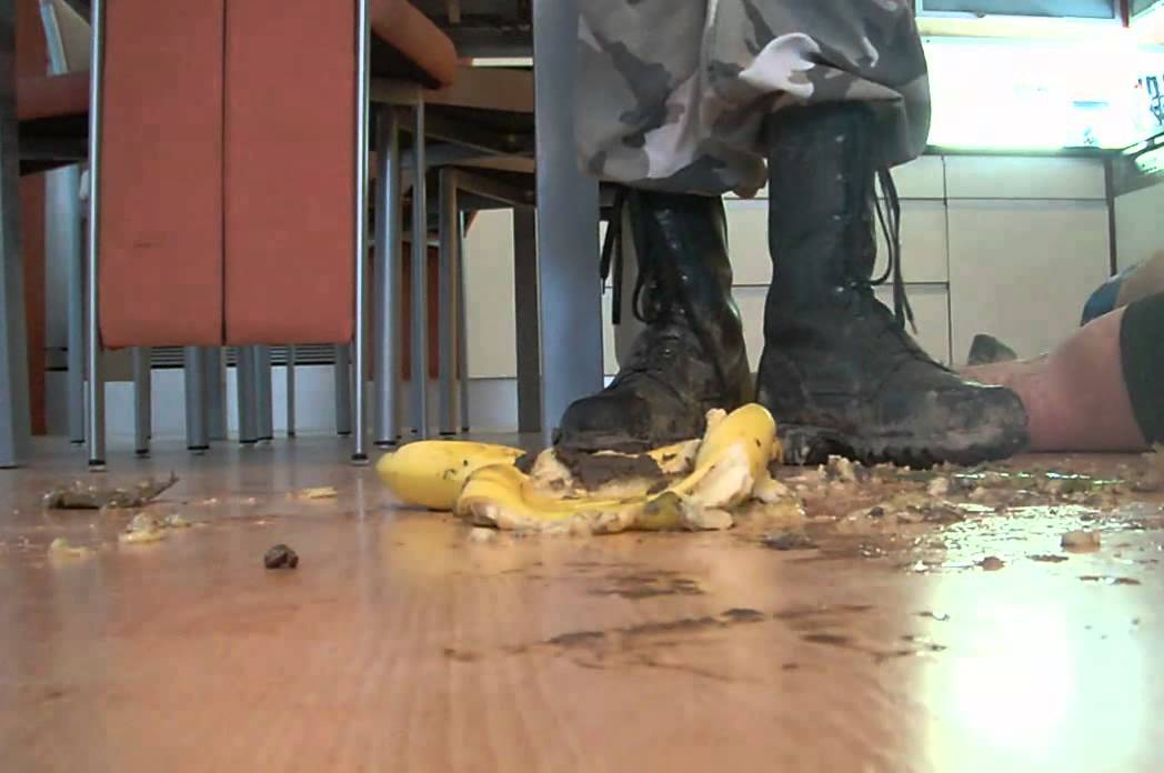 stomping food in army boots - YouTube