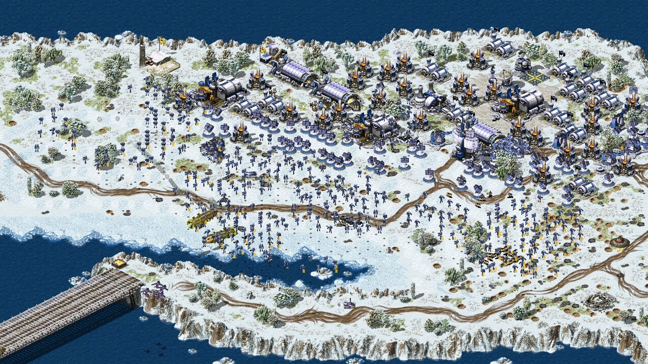 Red ALert 2 | Smart AI | 7 vs 1 | Ice Pinch Map | France vs 7 random ...