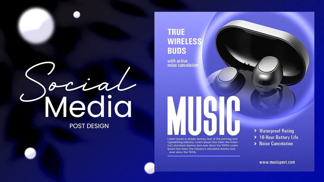 How to Design Gadgets Earbuds Social Media Post Design | Photoshop ...