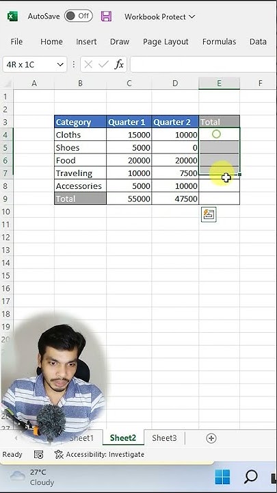 Sum (ALT =) / How To Sum on Row and Coloum at once in Excel / Sum Multiple Places At once in ...