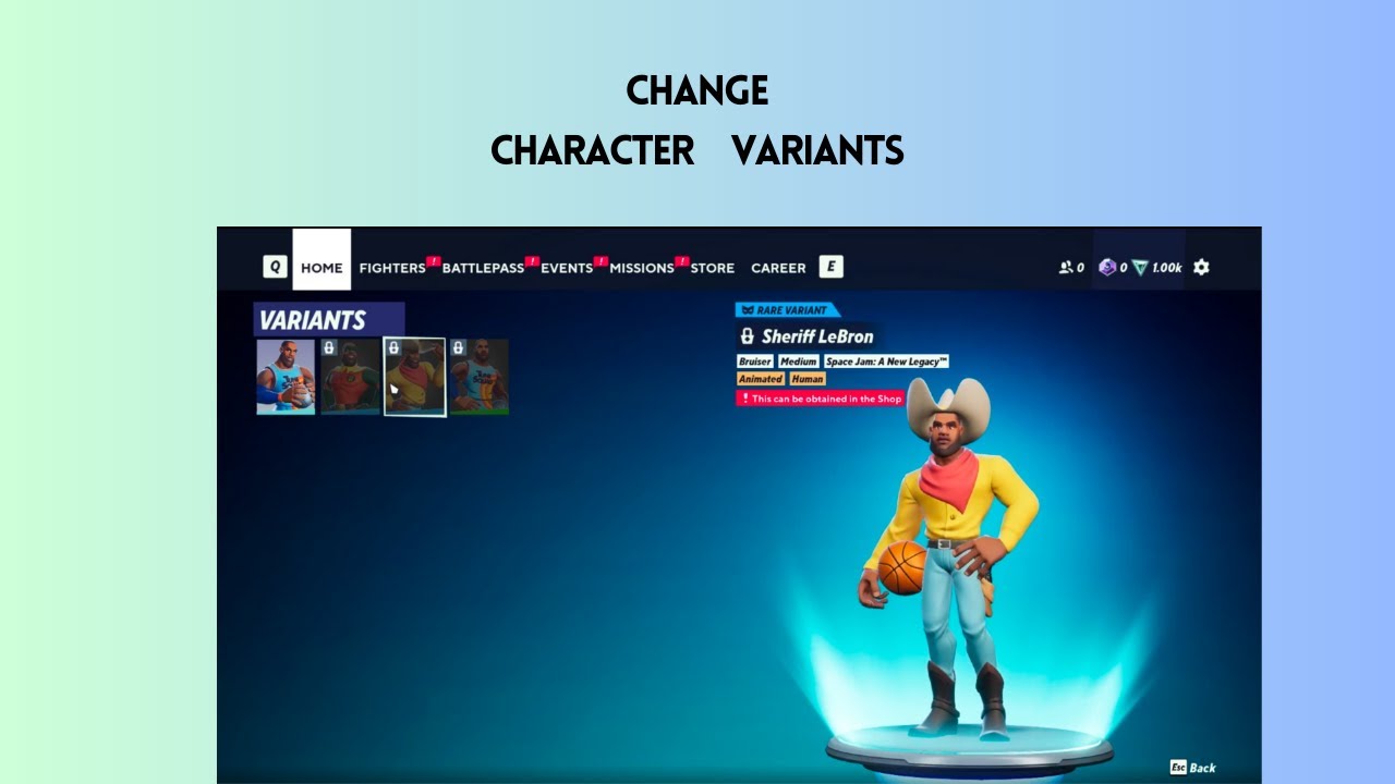 How to change fighter/character variants in MultiVersus - YouTube
