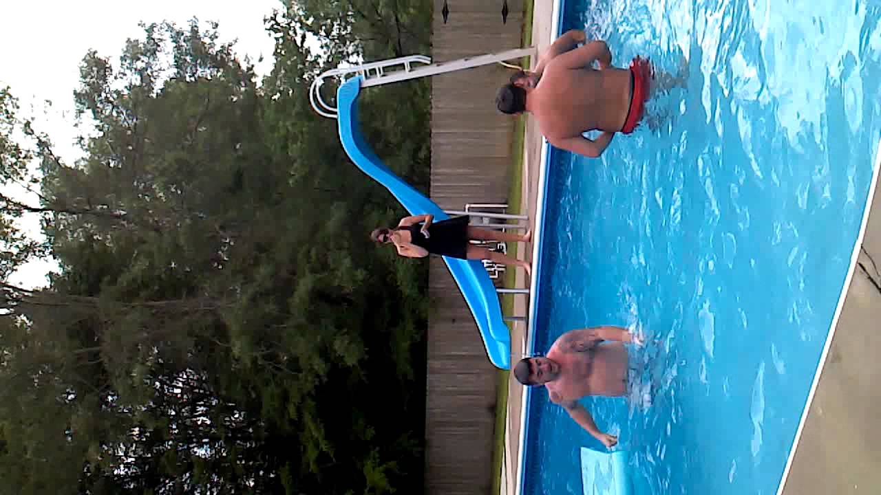 Trying to stack up in the pool:) - YouTube