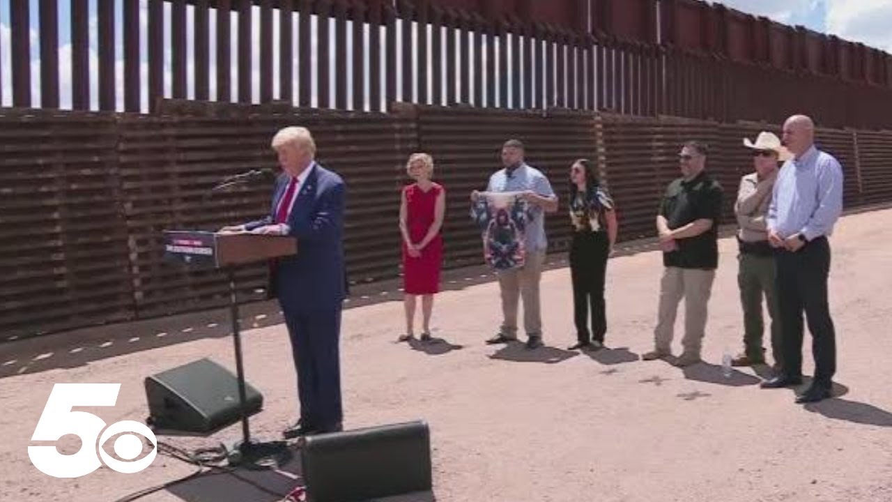 Trump tours southern border during Arizona visit - YouTube