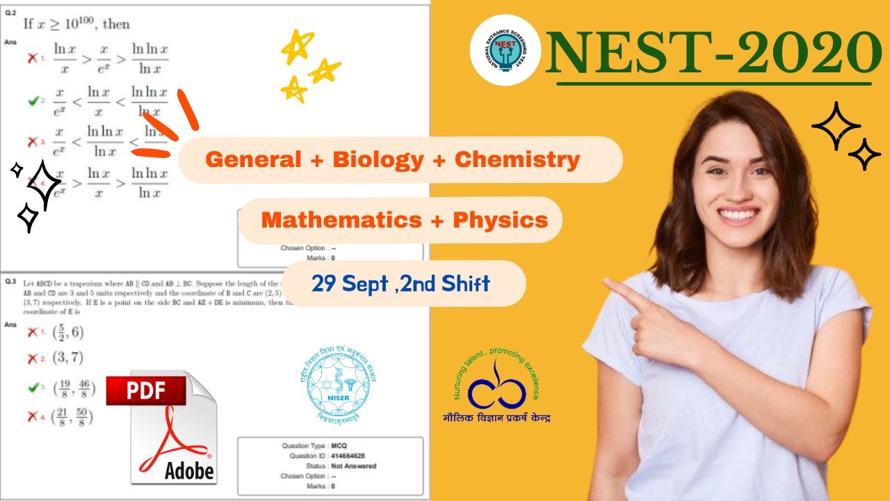 NEST 2020 Question Paper With Solutions || NISER || UM-DAE-CEBS - YouTube