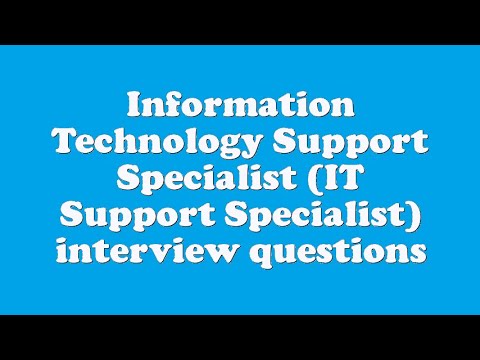 Information Technology Support Specialist (IT Support Specialist ...