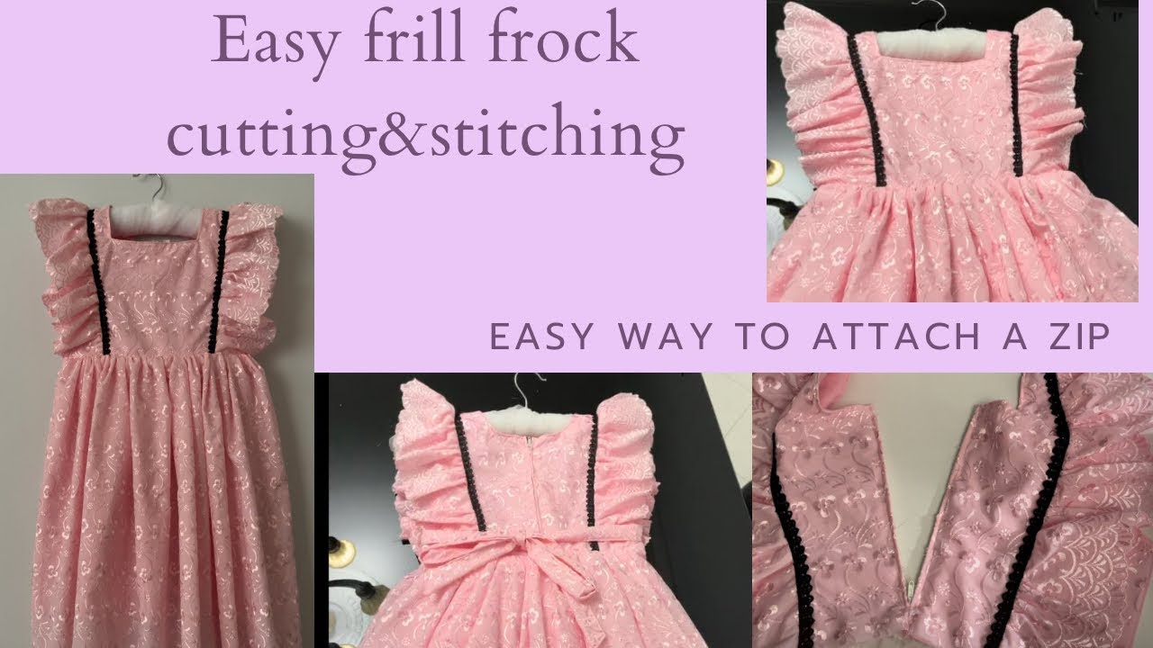 Frill frock cutting&stitching with lining for 8-9 year kids | how to ...