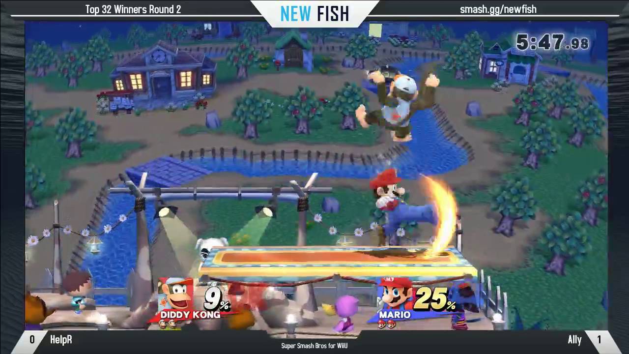 NEW FISH Smash 4 singles: HelpR (Diddy Kong) vs. Ally (Mario) - YouTube