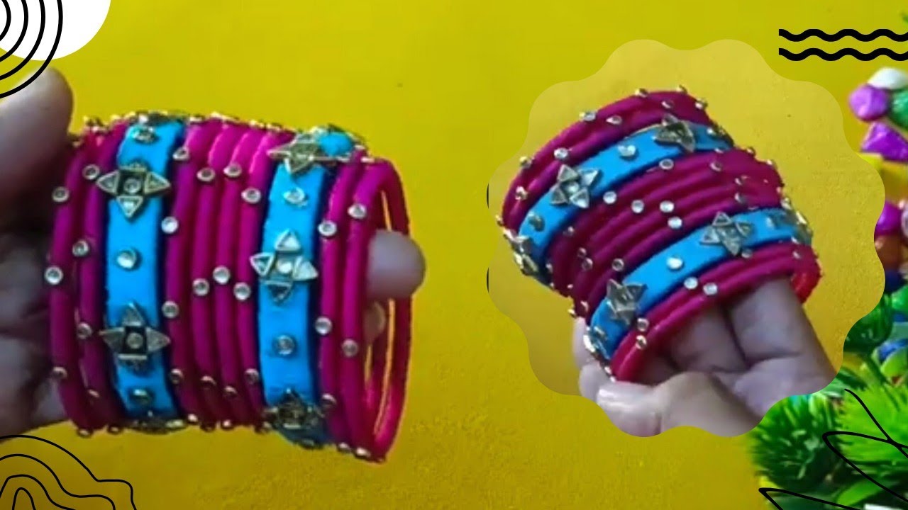 how to make thread bangles || craft with old used bangles || - YouTube
