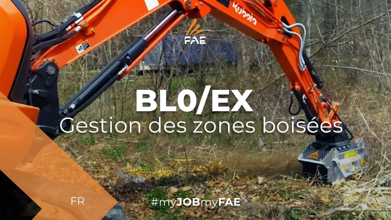 Le broyeur forestier FAE BL0/EX monté sur une pelle Kubota - YouTube