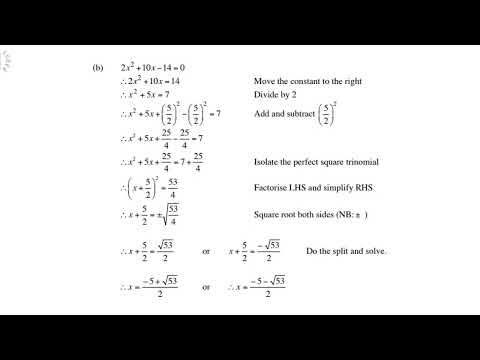 Grade 11 Quadratic Equations Completing the square - YouTube