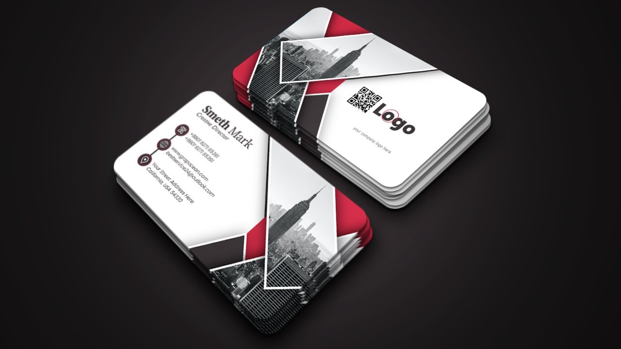 Corporate Style Business Cards Design | Adobe Photoshop Tutorial - YouTube