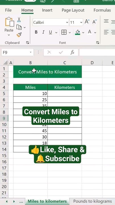 Convert Miles to Kilometers in MS Excel. @kttrained - YouTube