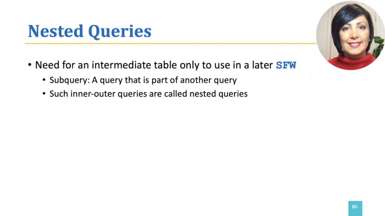 DBS: 1.15. SQL Review (9): Nested Queries - YouTube