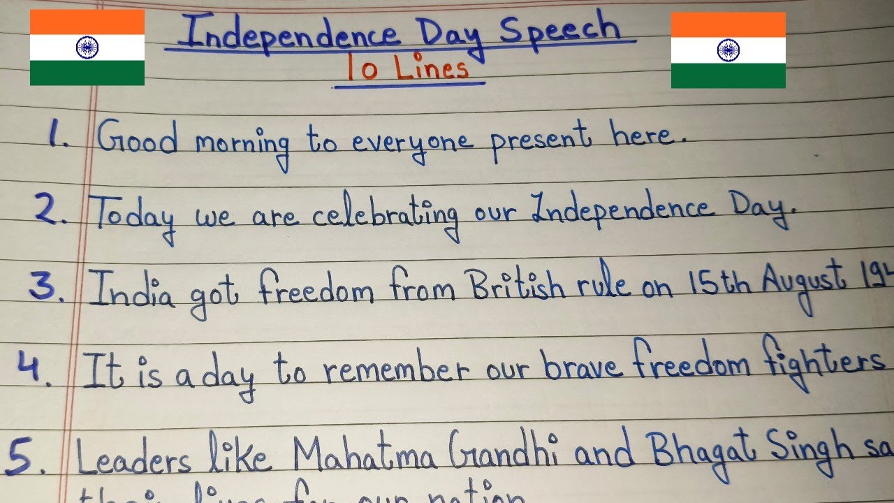 Independence Day Speech in English | 10 Lines Speech on Independence ...