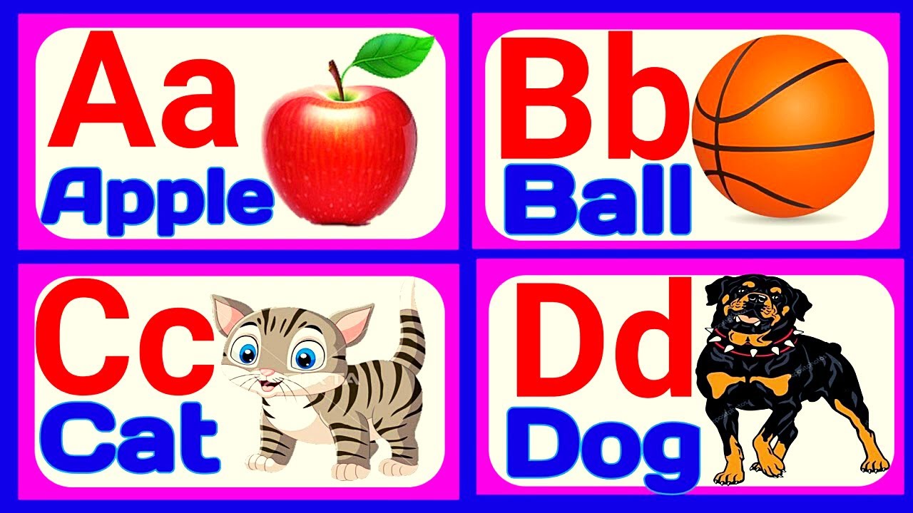 A for Apple,B for Ball, Phonics Song With TWO Words | Nursery Rhymes ...