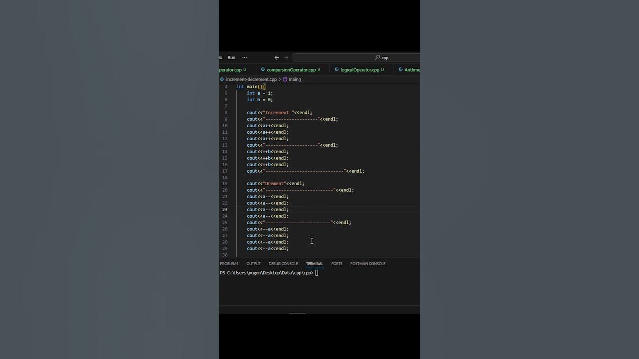 increment and decrement operator | increment and decrement operator in cpp | types of operator ...