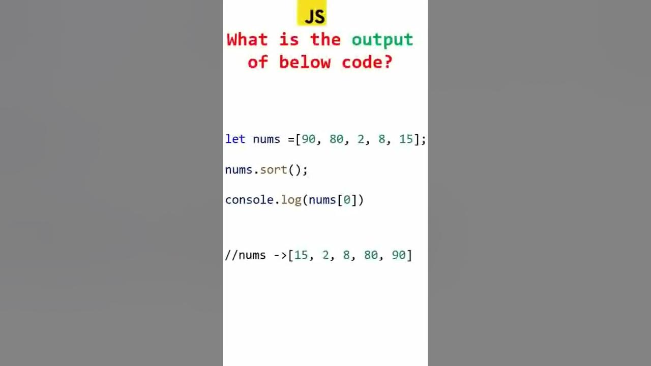 Javascript Interview Questions Sorting In Javascript Javascript Youtube