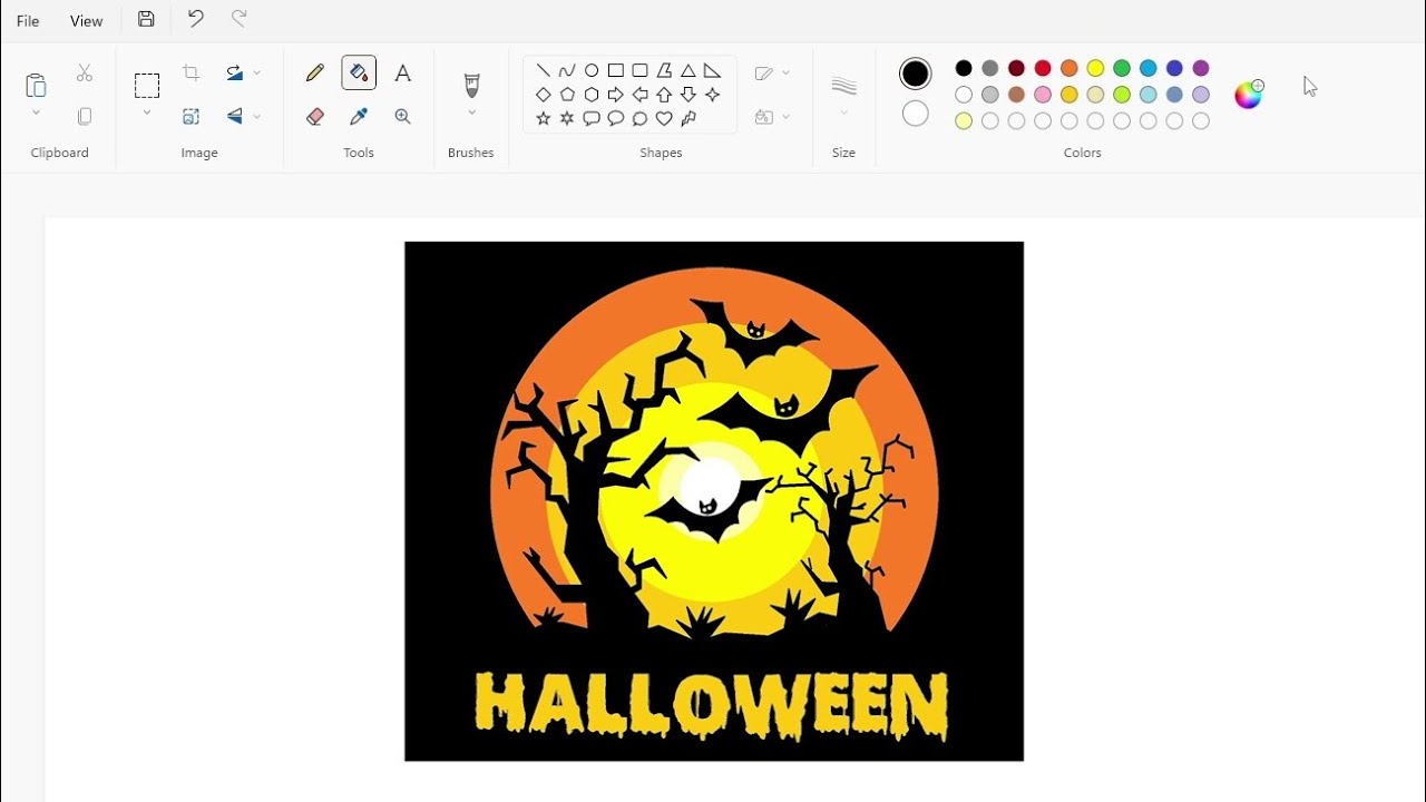 How to draw a Halloween logo using MS Paint | How to draw on your ...