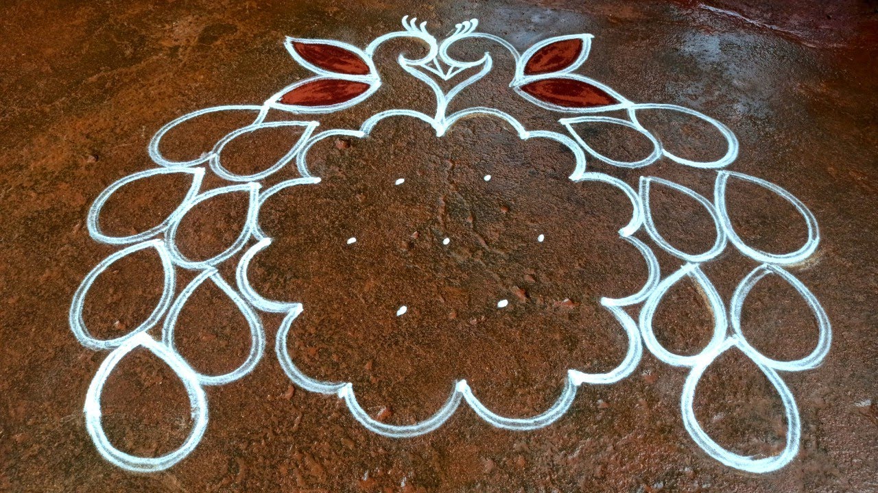 New year 2024 peacock rangoli designs|5*3 newyear simple mayil kolam ...
