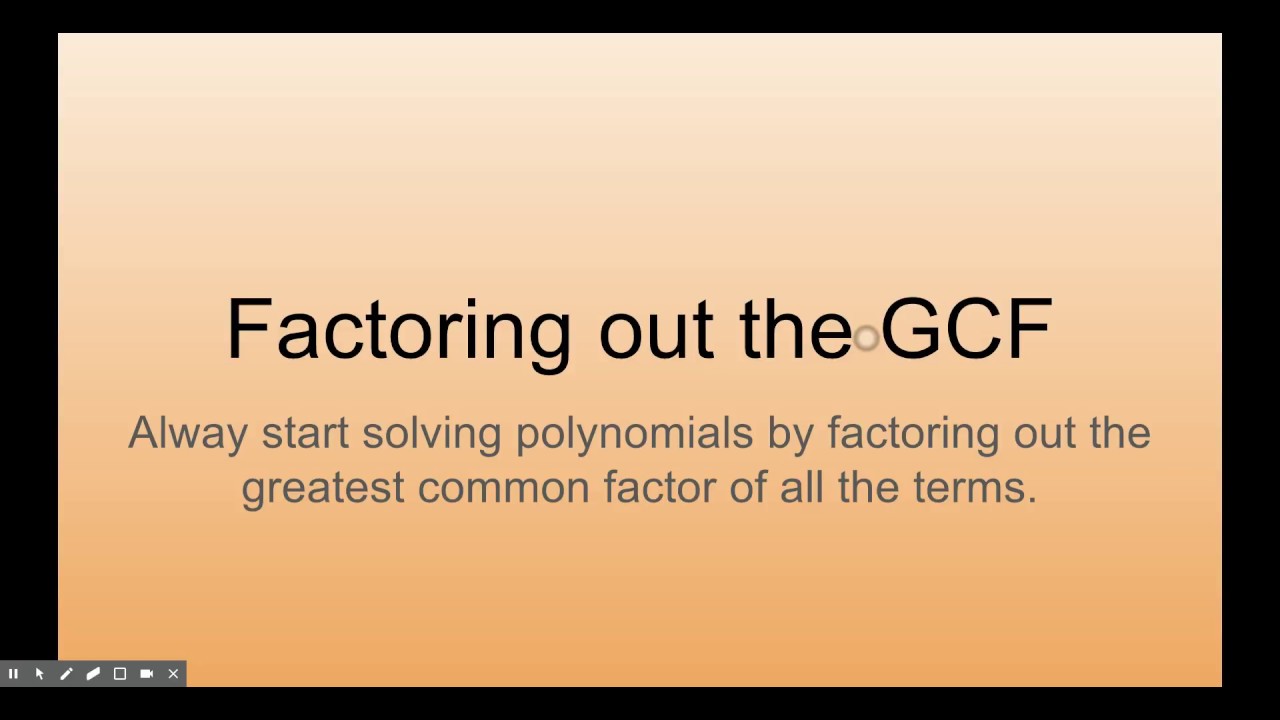 Algebra II Lesson 5-3 Example - Factoring out the GCF - YouTube