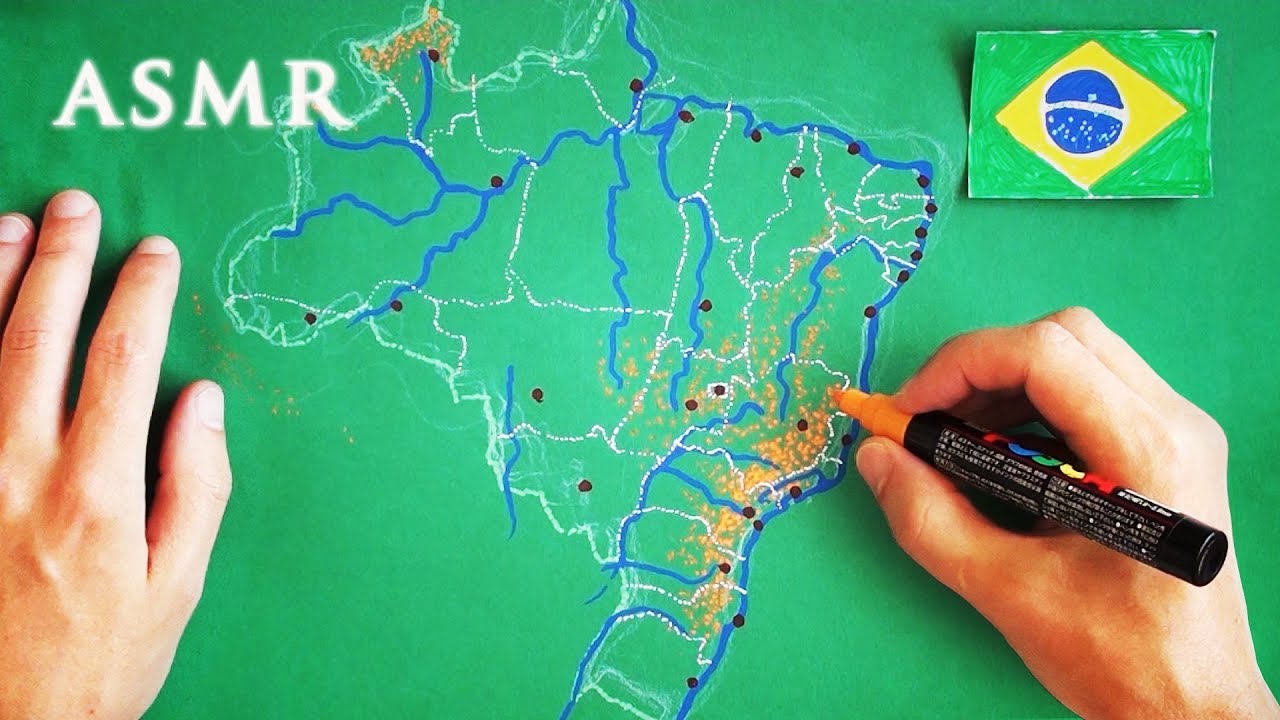ASMR Drawing Map of Brazil Part 1 | Soft Spoken - YouTube