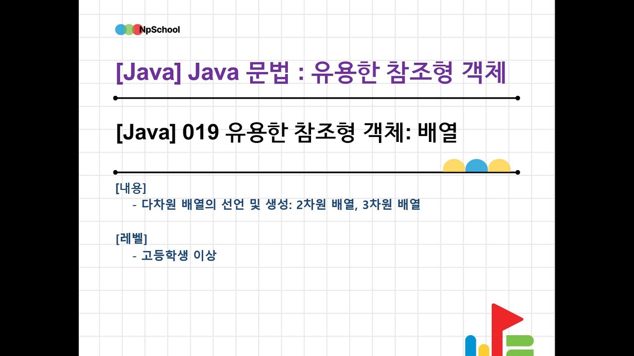 ๐งก Java 019 ์ ์ฉํ ์ฐธ์กฐํ์
๊ณผ ๋ฐฐ์ด ๋ค์ฐจ์ ๋ฐฐ์ด์ ์ ์ธ๊ณผ ์์ฑ ๊ทธ๋ฆฌ๊ณ ๋ค์ฐจ์ ๋ฐฐ์ด์ ๊ฐ๋
Youtube