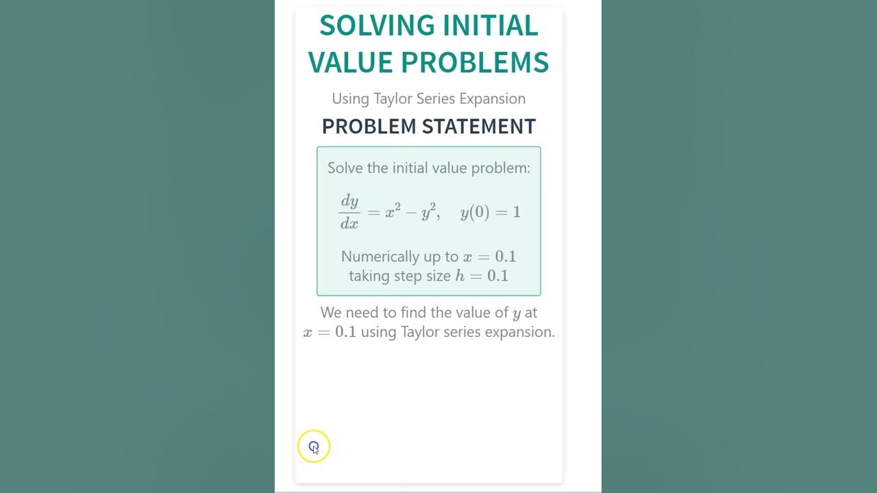 Solving Initial Value Problems Using Taylor Series Expansion#ivp #initial - YouTube