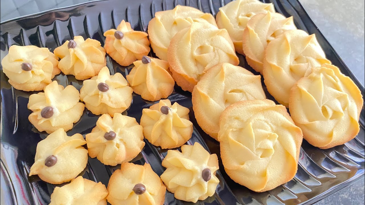 Eggless Rosset Butter Cookies | 3-ingredients Butter cookie recipe | घर ...