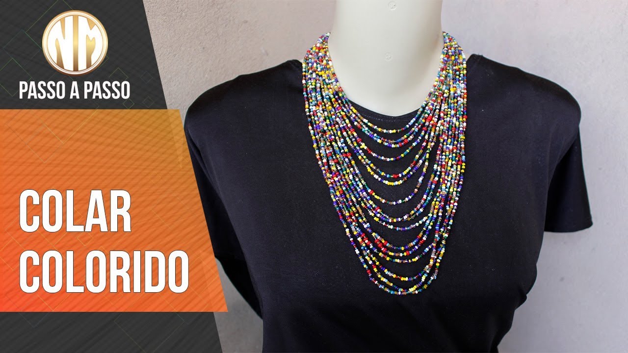 Colar Colorido - passo a passo - YouTube
